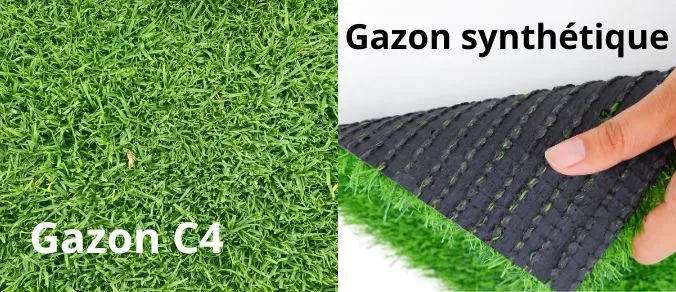 Gazon synthétique : comparatif avec un gazon C4